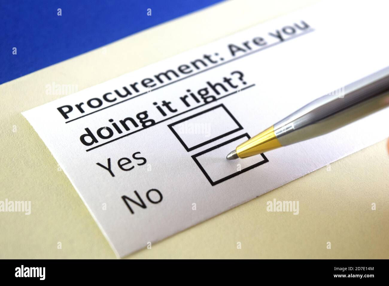 One person is answering question about procurement Stock Photo - Alamy