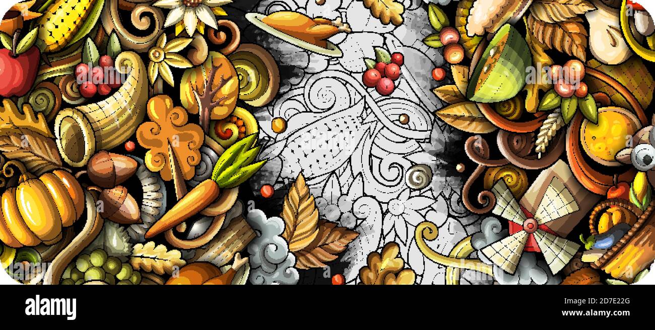 Thanksgiving day doodle illustration Stock Vector Image & Art - Alamy