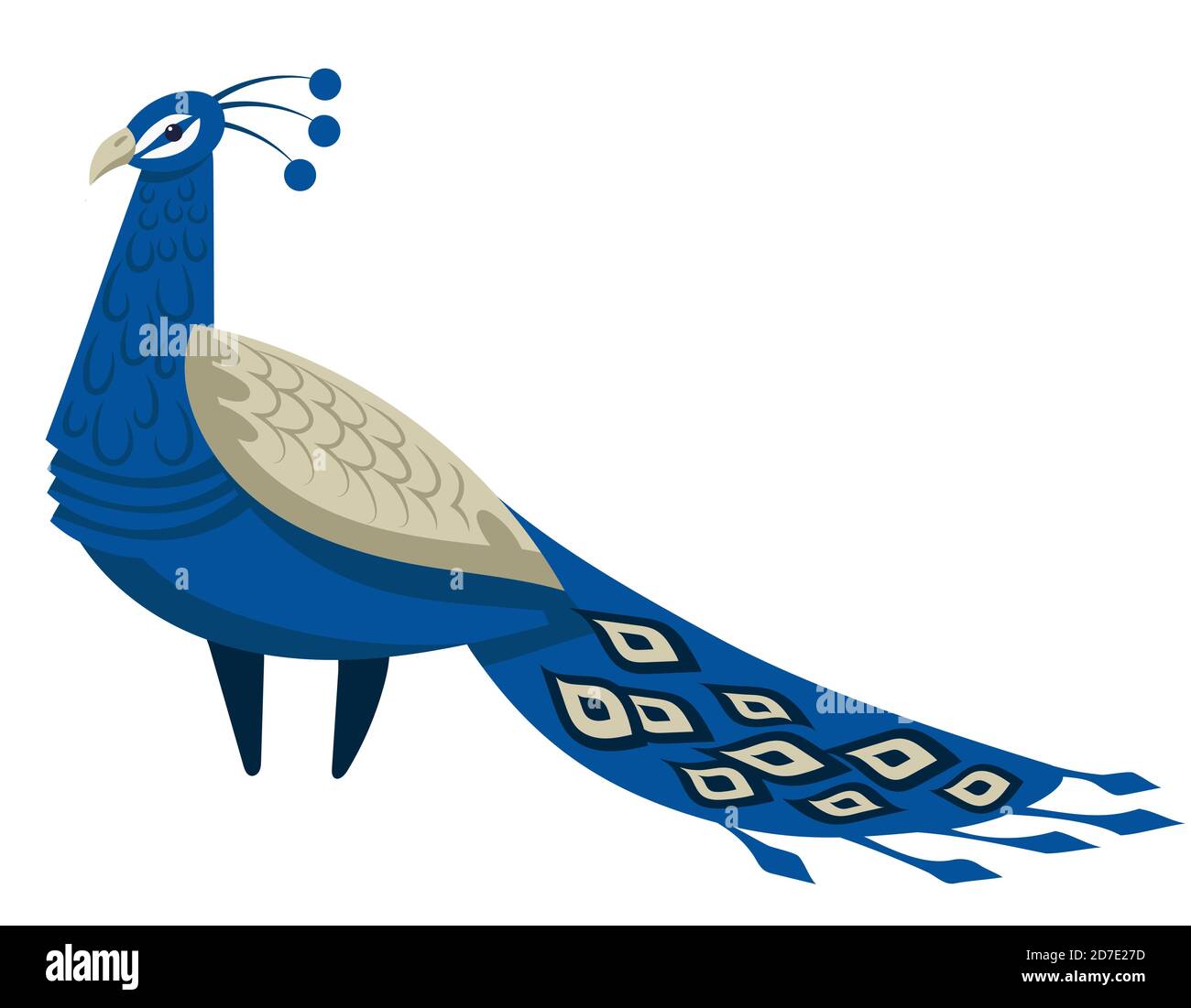 Peacock with beautiful tail. Bird in cartoon style isolated on white ...