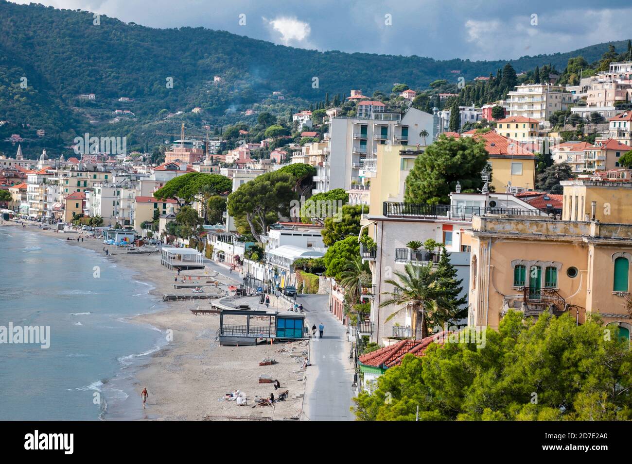 Alassio, Italian roman city of the Ligurian riviera, in summer days ...