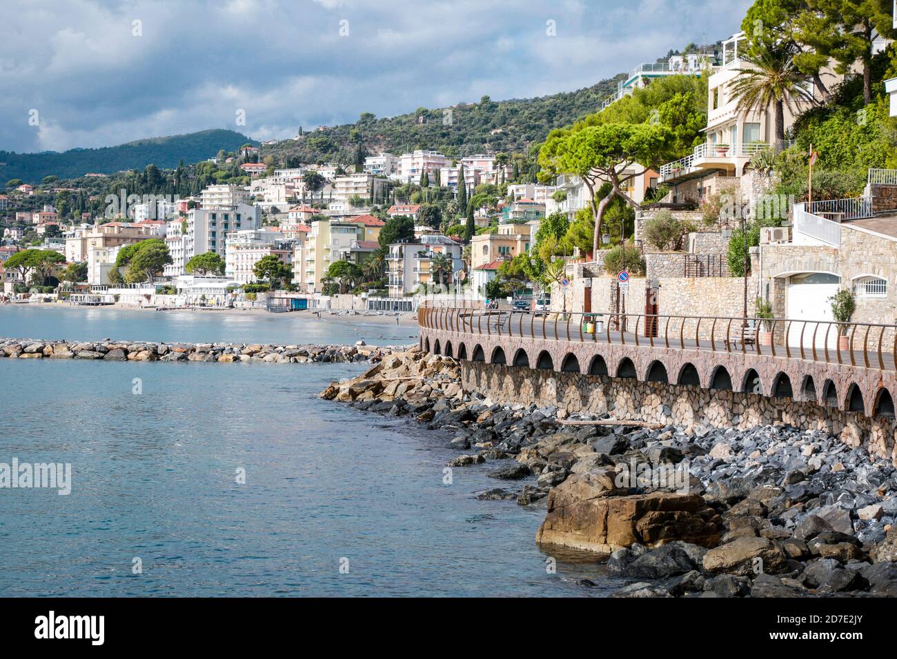 Alassio, Italian roman city of the Ligurian riviera, in summer days ...