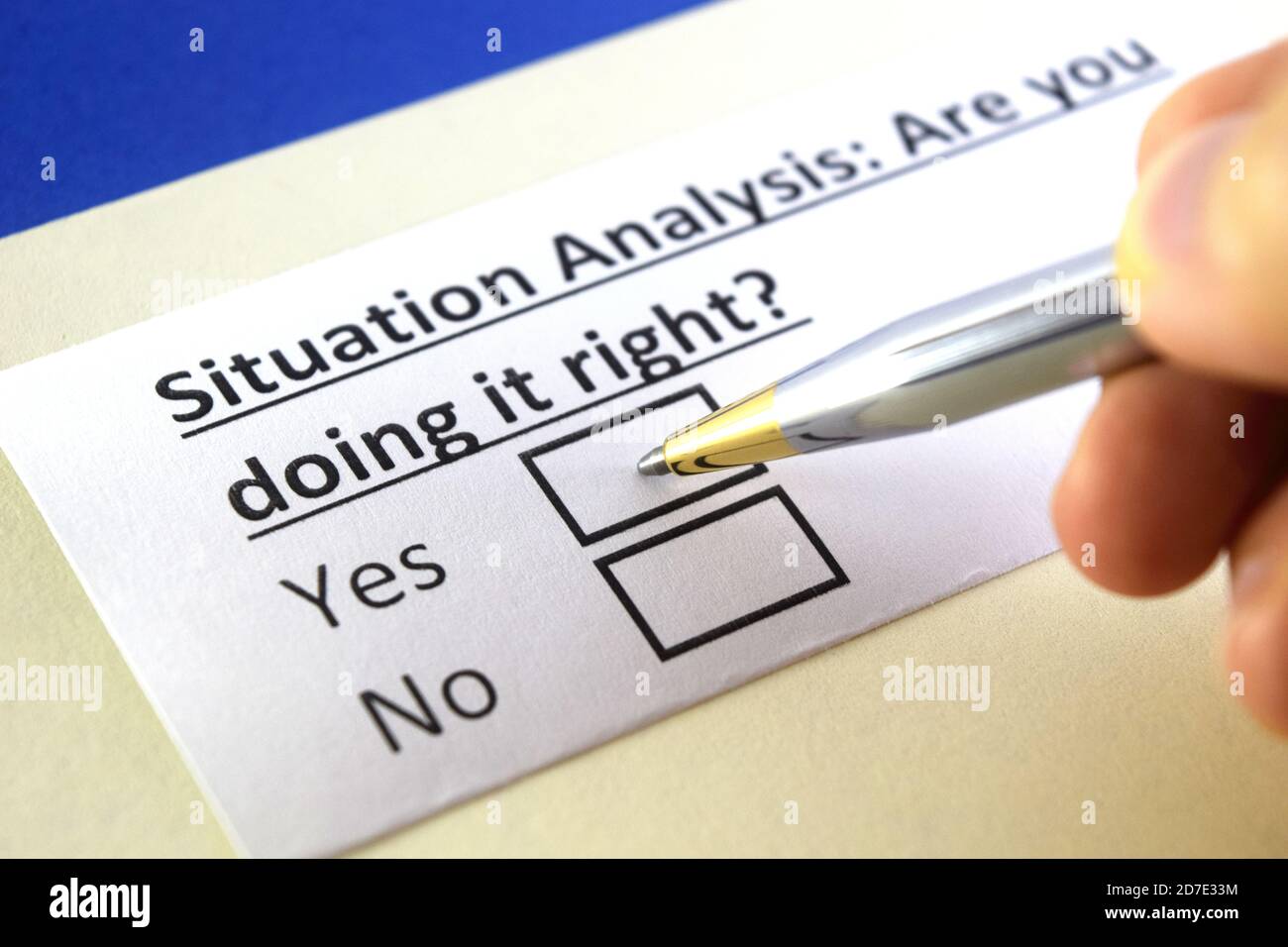 One person is answering question about situation analysis Stock Photo ...