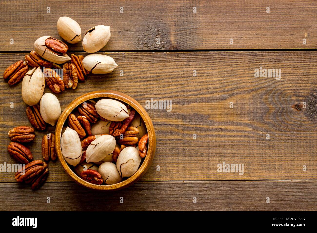 Top view of pecan nuts set. Food background Stock Photo - Alamy