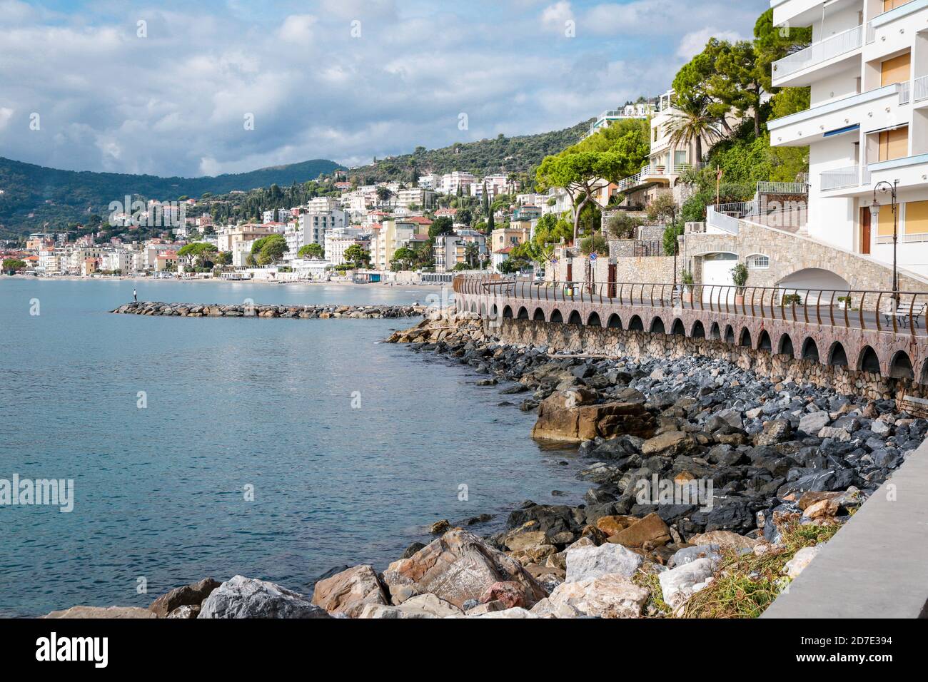Alassio, Italian roman city of the Ligurian riviera, in summer days ...