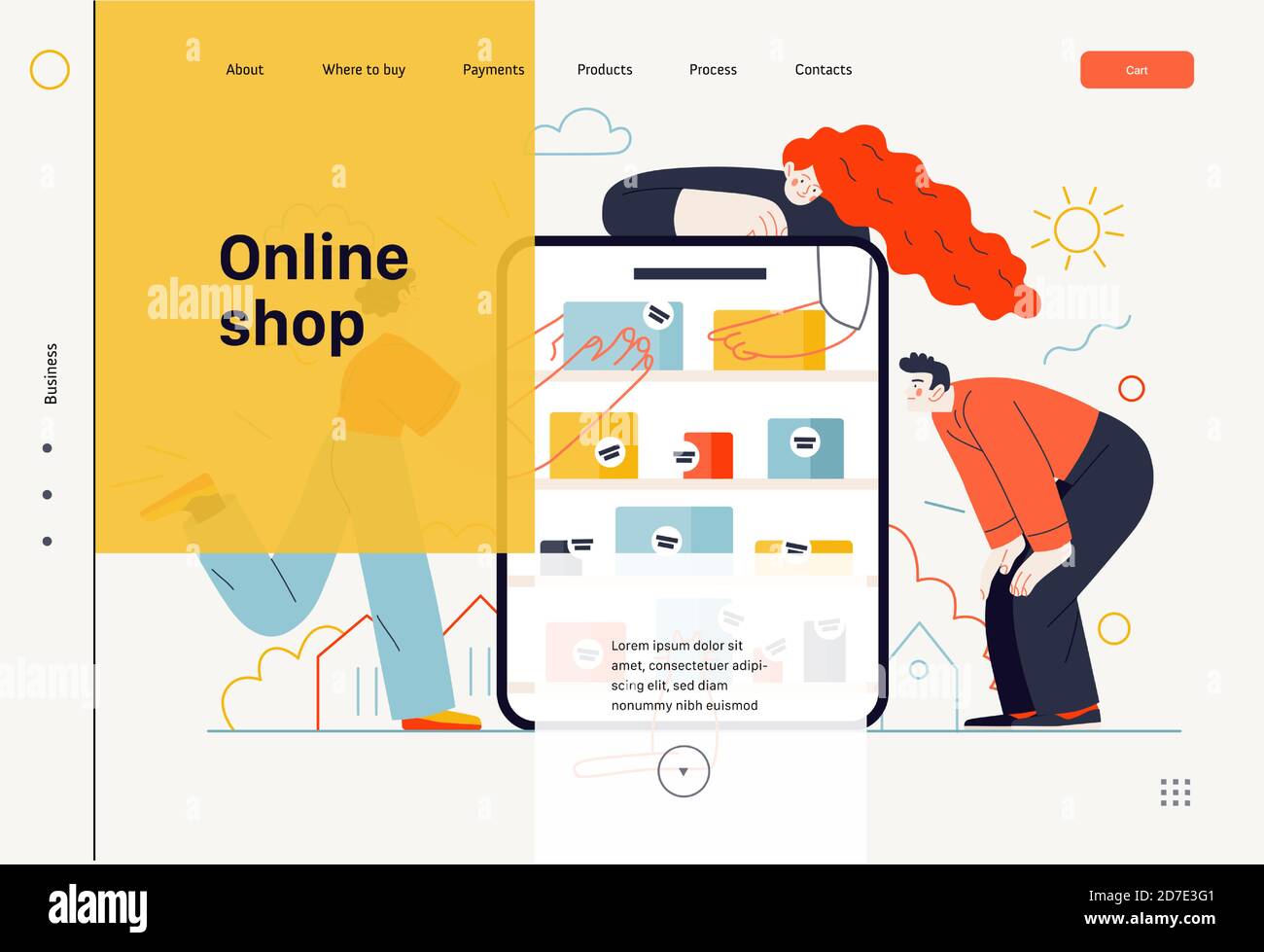 Vector illustration flat header shopping hi-res stock photography and ...