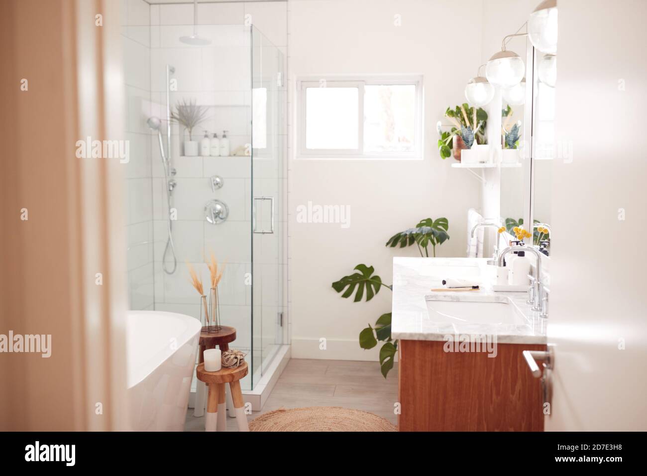 Interior View Of Beautiful Bathroom In New Family House Stock Photo - Alamy
