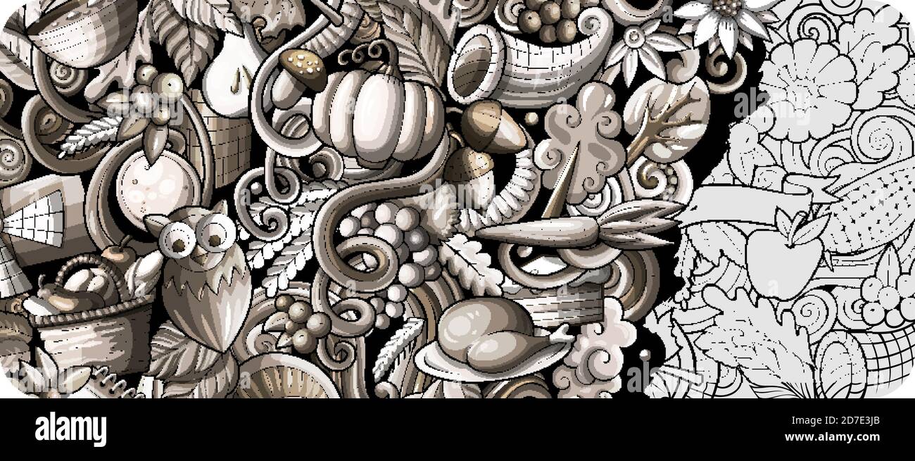 Thanksgiving day doodle illustration Stock Vector Image & Art - Alamy