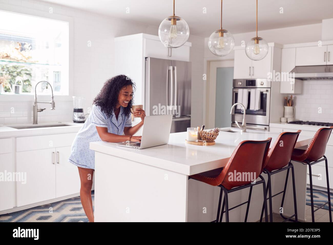 Wearing pyjamas while working at home hi-res stock photography and ...