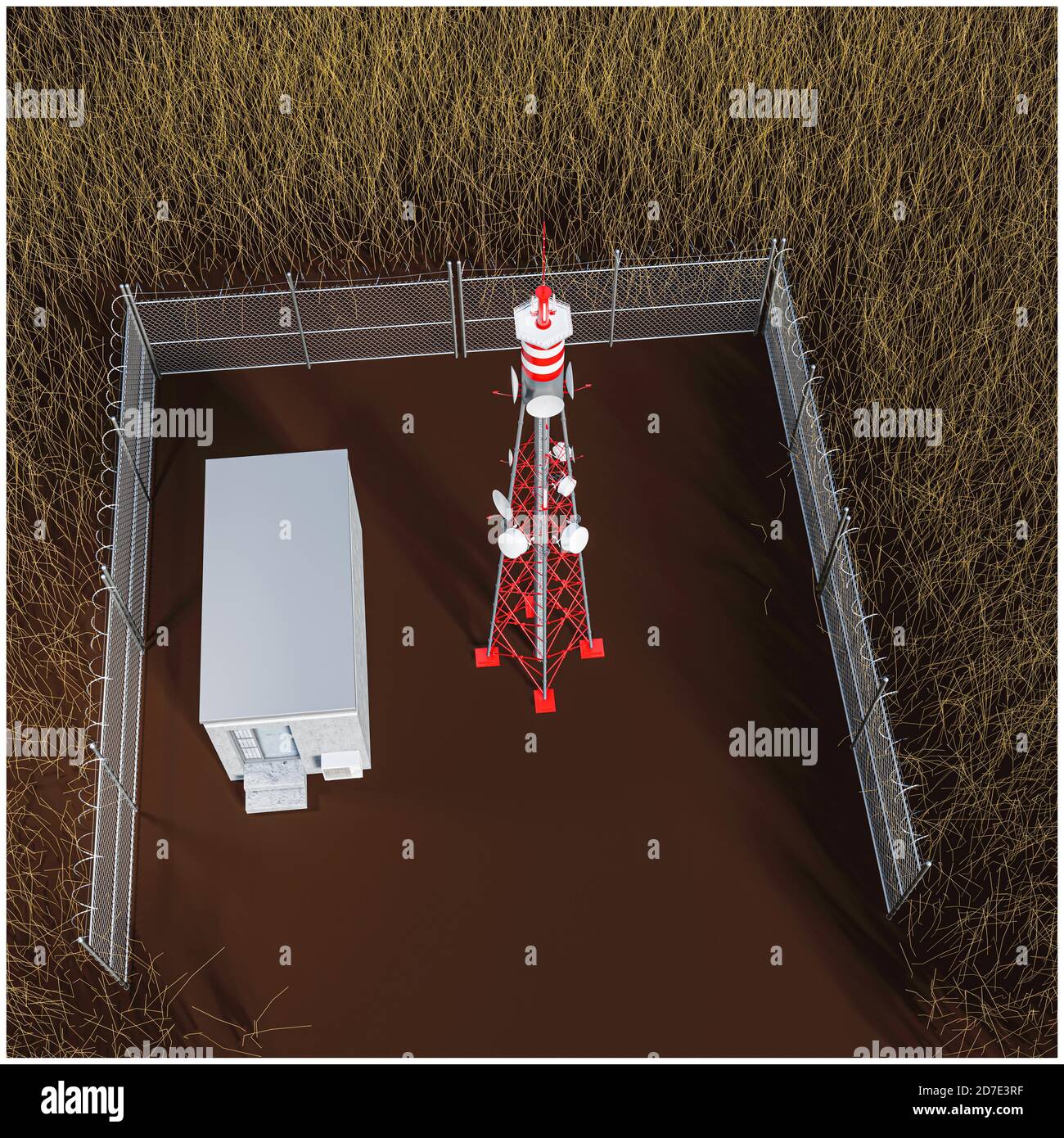 radio tower in a wheat field 3d illustration Stock Photo - Alamy