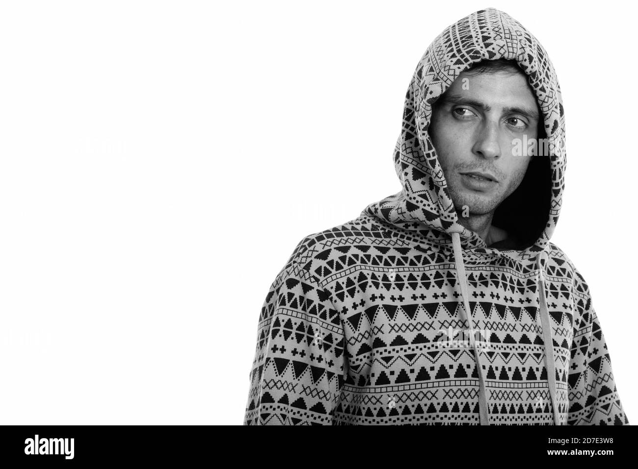 Hooded man back Black and White Stock Photos & Images - Alamy