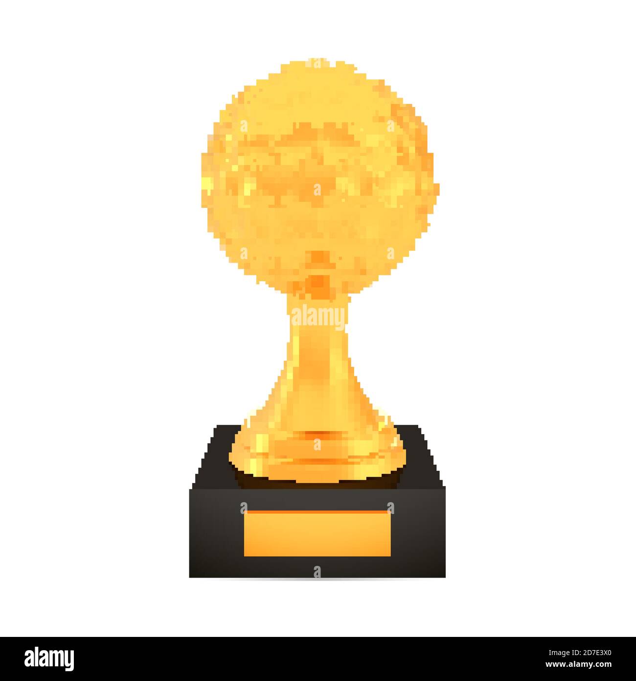 Winner golf cup award on stand with empty plate, golden trophy logo ...