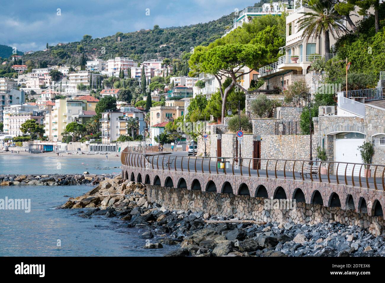 Alassio, Italian roman city of the Ligurian riviera, in summer days ...
