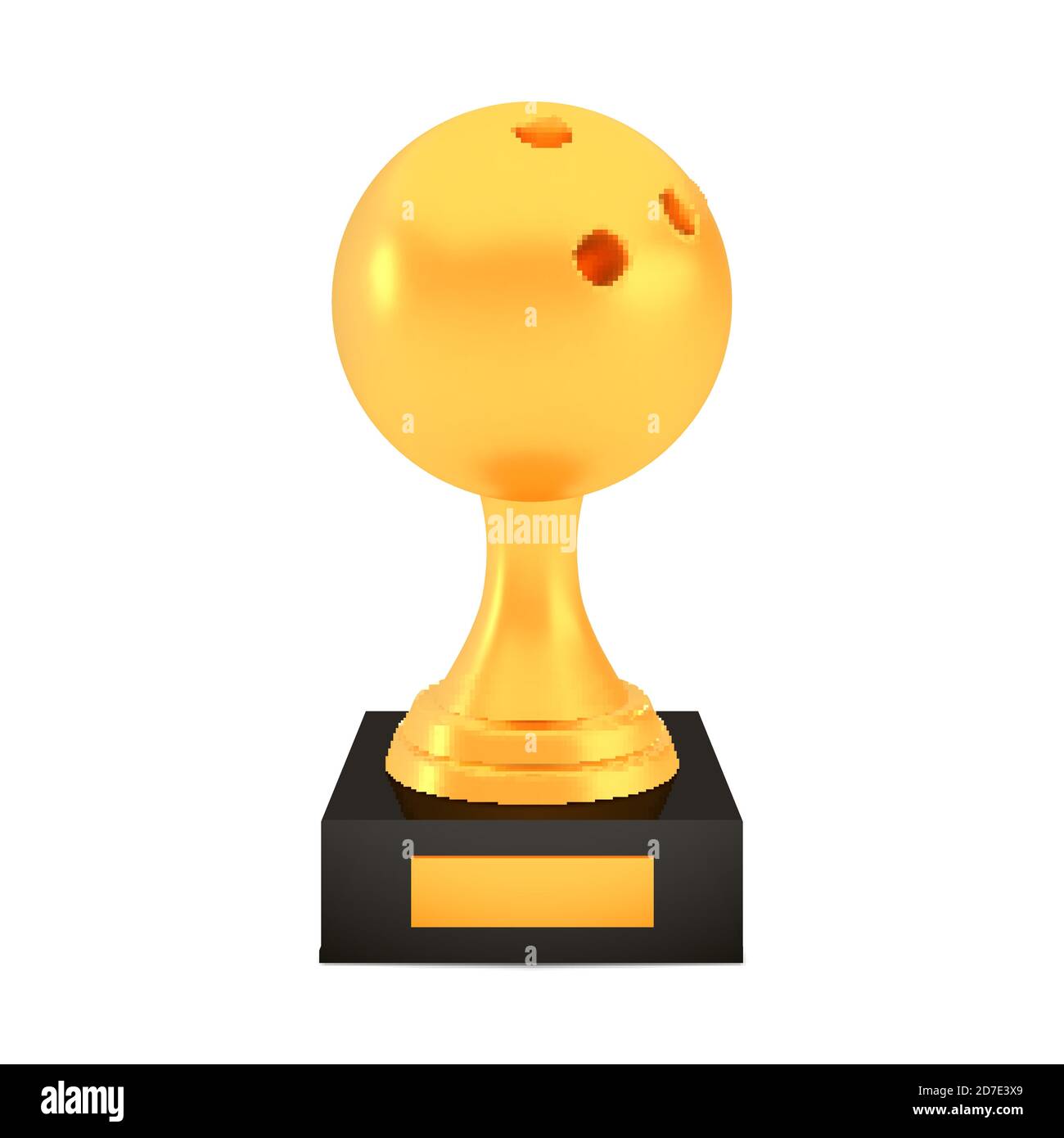 Winner bowling cup award on stand with empty plate, golden trophy logo ...