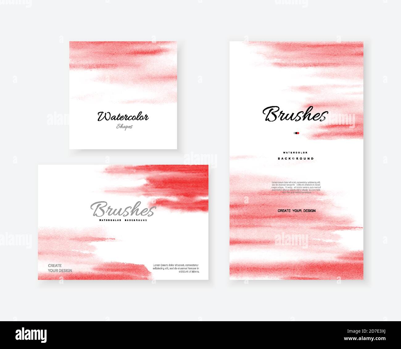 Creative template background set designed with red watercolor splash ...