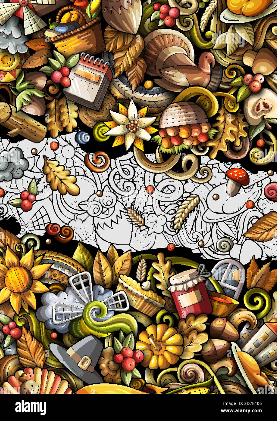 Thanksgiving day doodle illustration Stock Vector Image & Art - Alamy