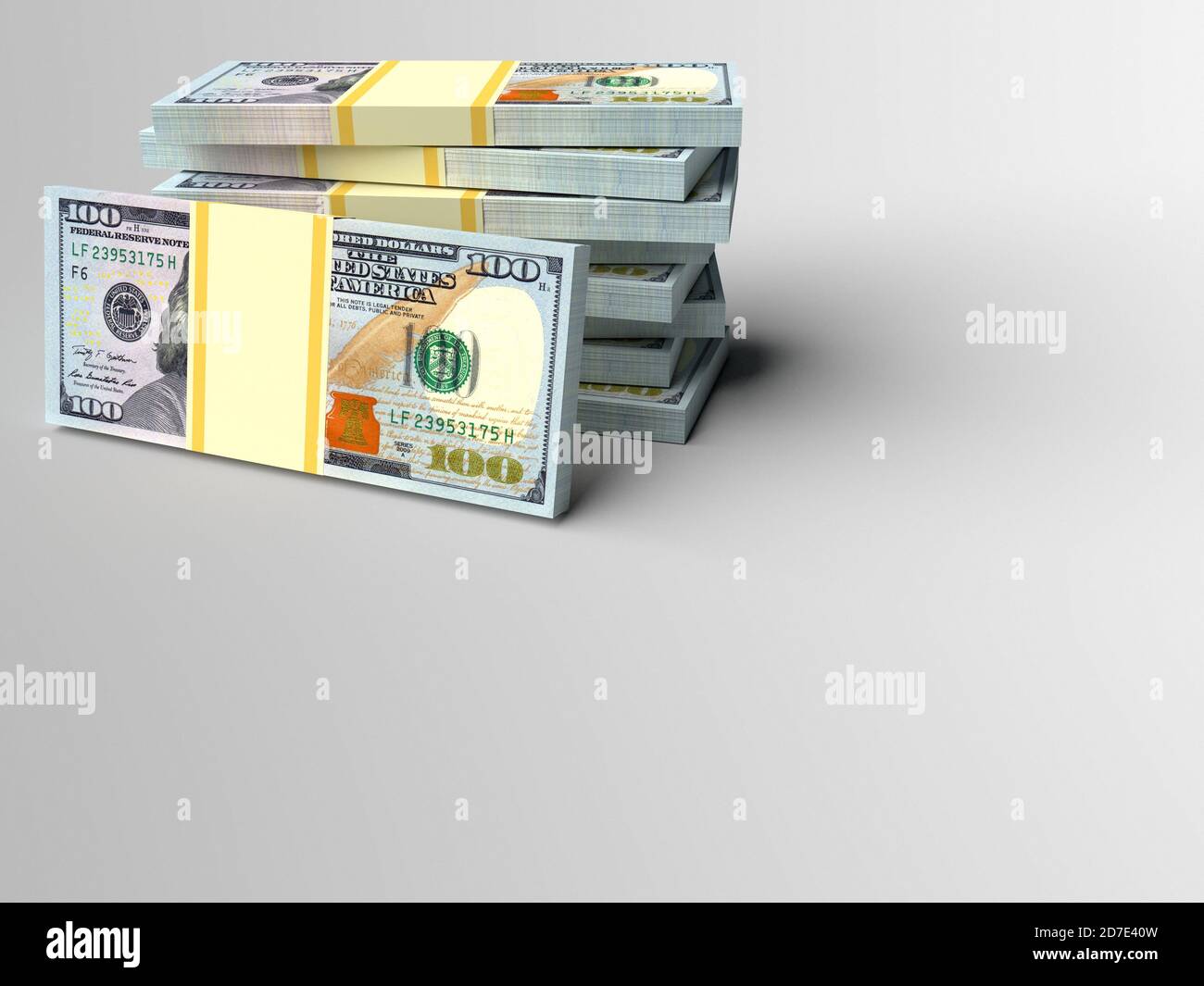 Stack of money dollars with grey blank finance background Stock Photo ...