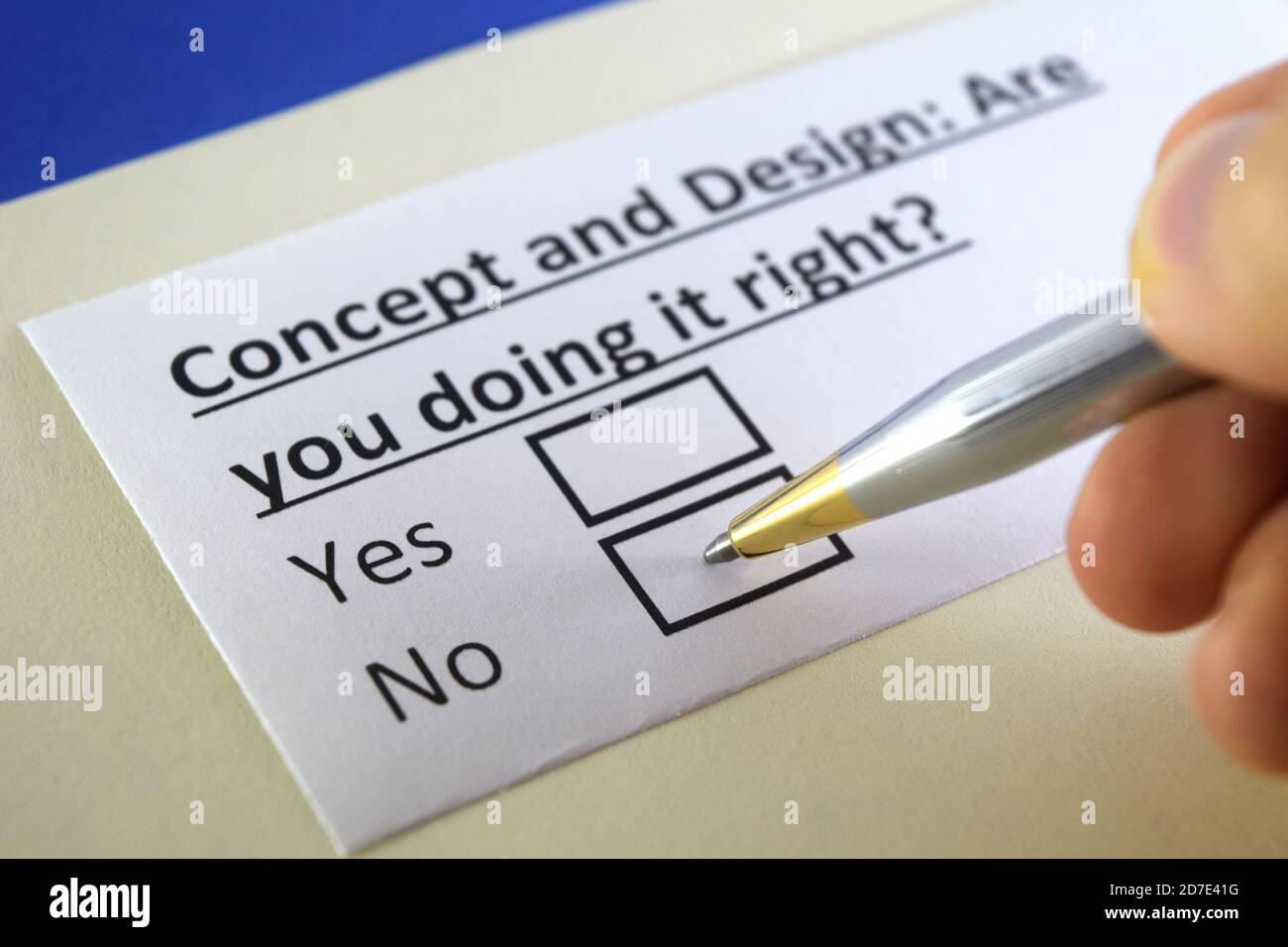 One person is answering question about concept and design Stock Photo ...