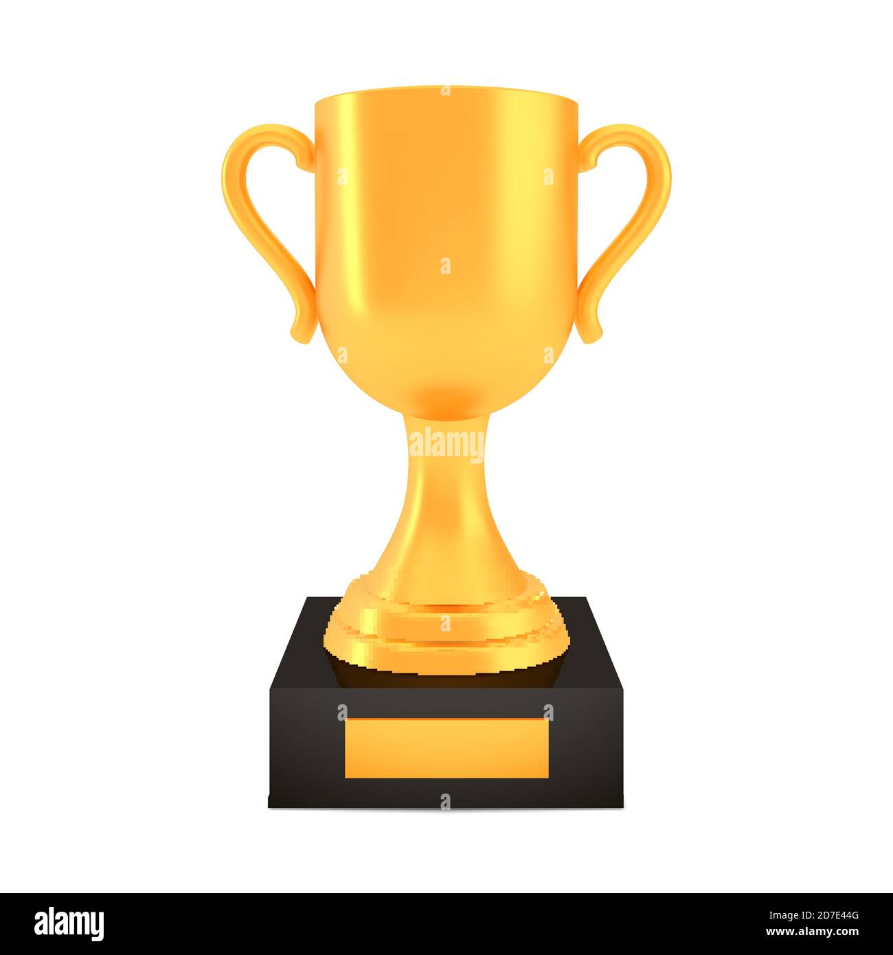 Winner cup award on stand with empty plate, golden trophy logo isolated ...