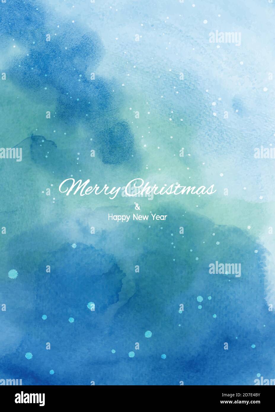 Christmas winter watercolor hand-painted blue gradient background with ...