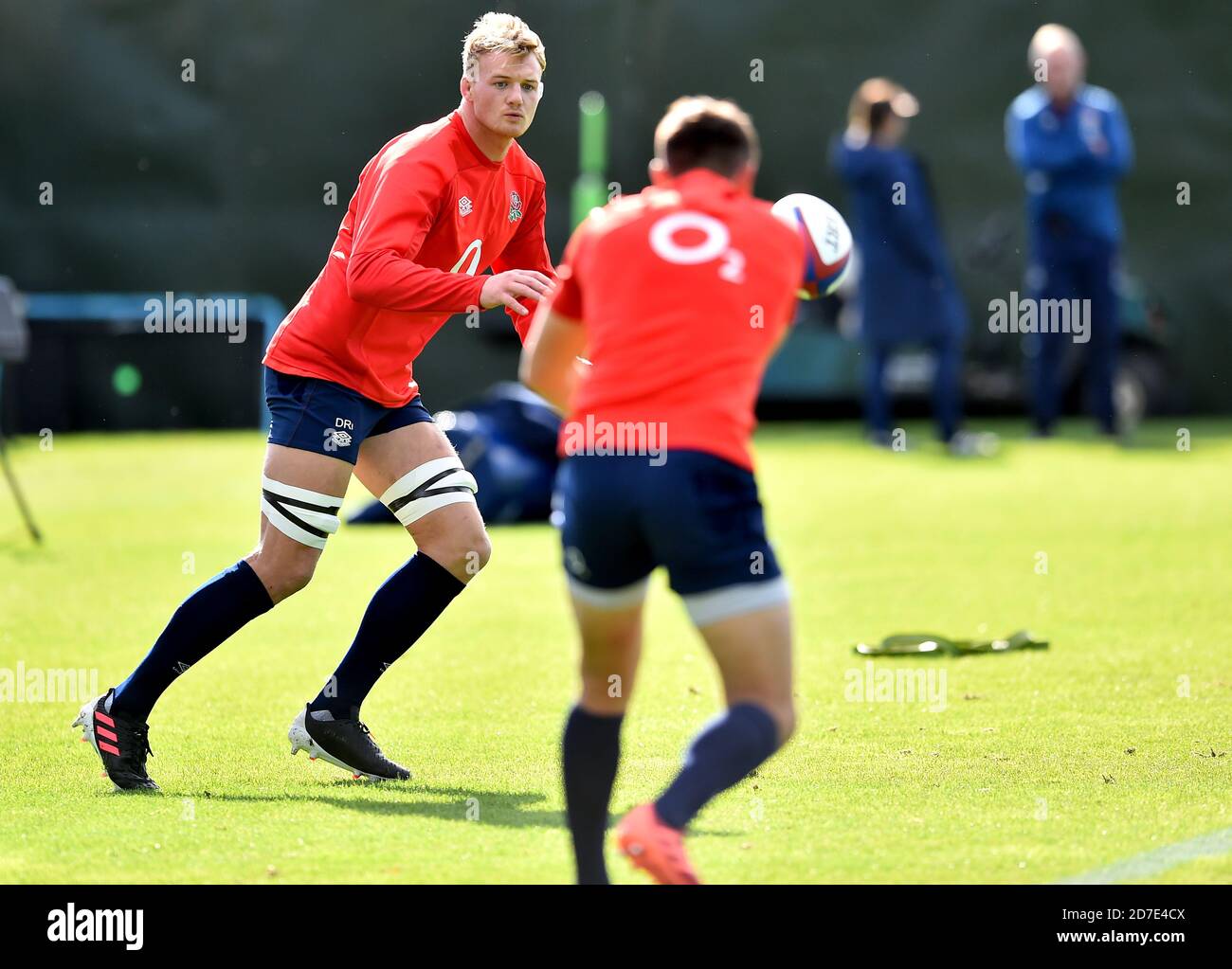 England's David Ribbans (left) during the training session at The ...