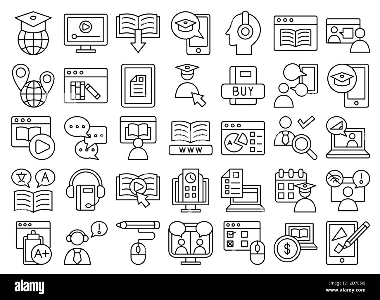 Online learning line art hi-res stock photography and images - Alamy