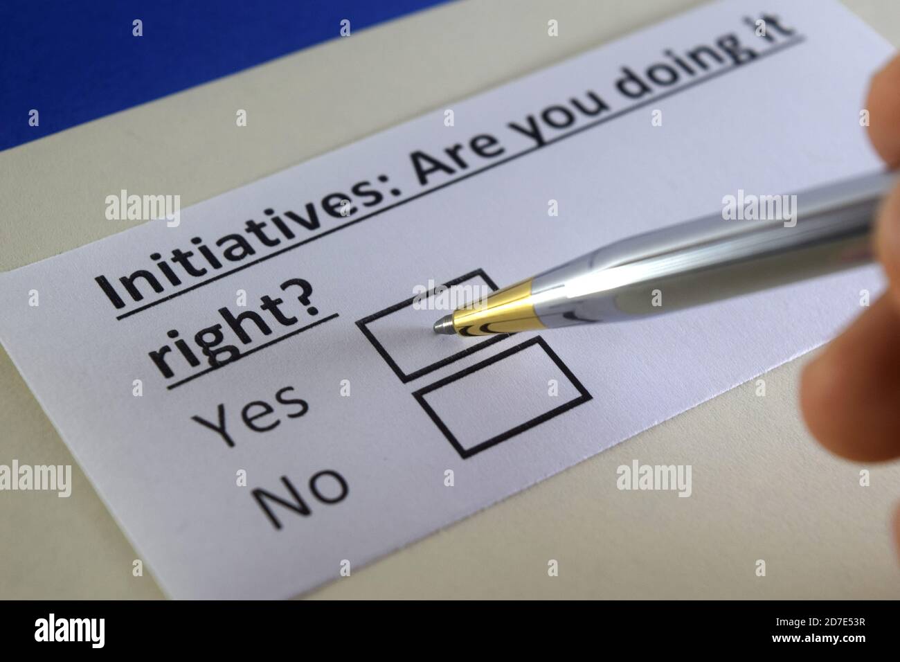 One person is answering question about initiatives Stock Photo - Alamy