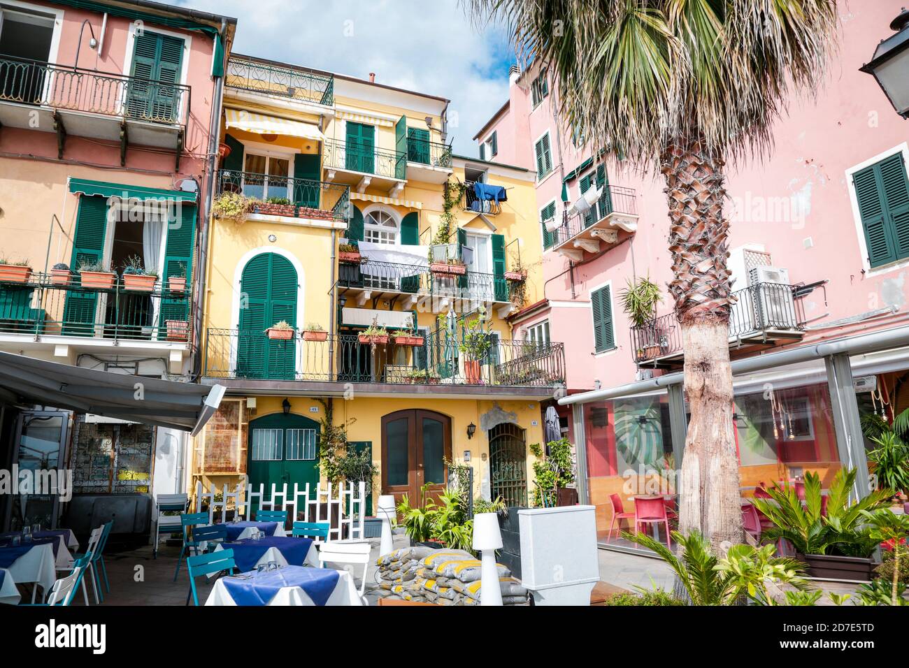 Alassio, Italian roman city of the Ligurian riviera, in summer days ...