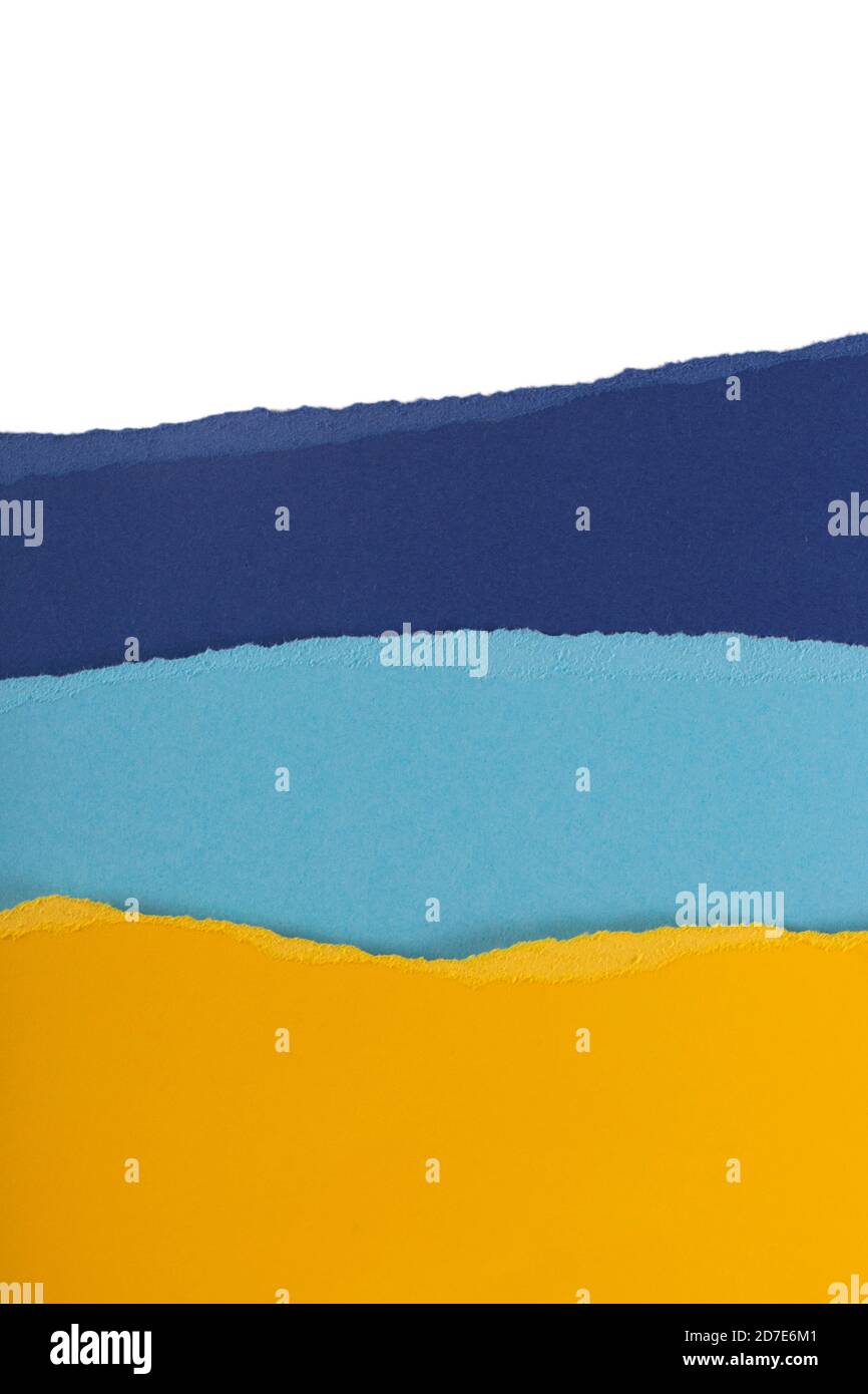 Layers of multicolored torn textured paper as creative background Stock ...
