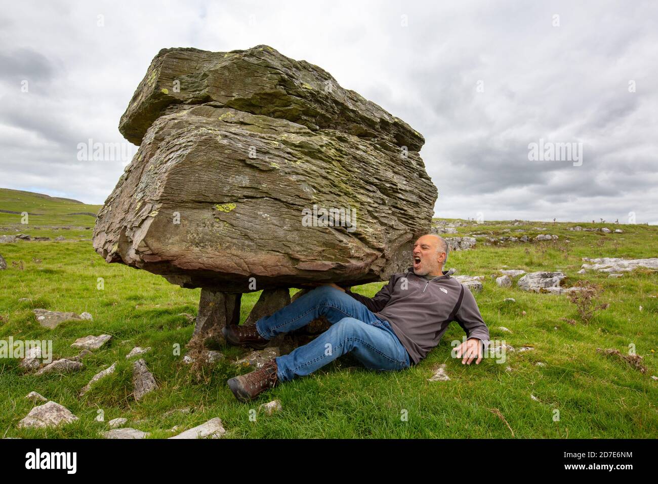 The Norber Erratics, boulders of Silurian greywacke rock, perched on ...