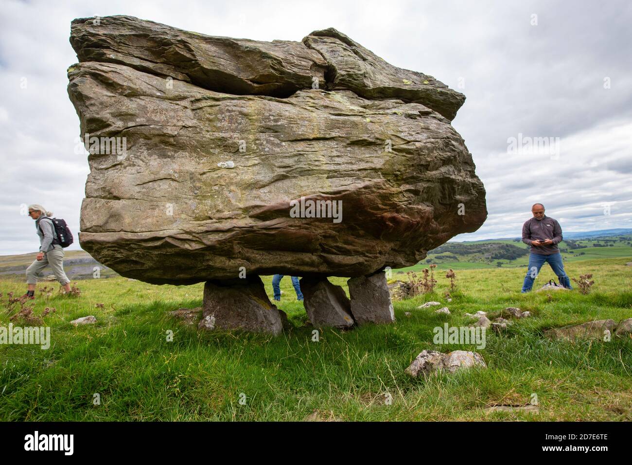 The Norber Erratics, boulders of Silurian greywacke rock, perched on ...