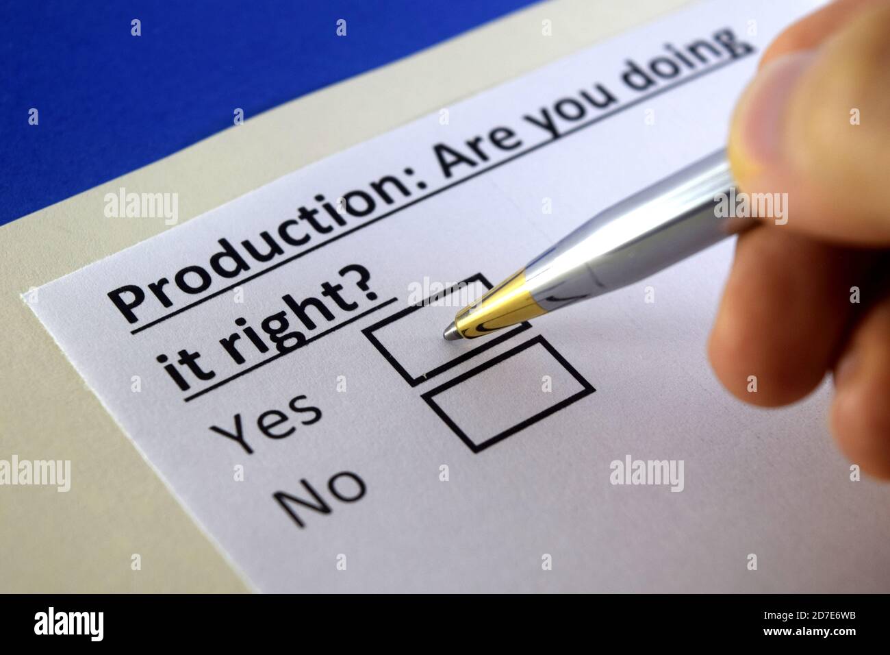 One person is answering question about production Stock Photo - Alamy