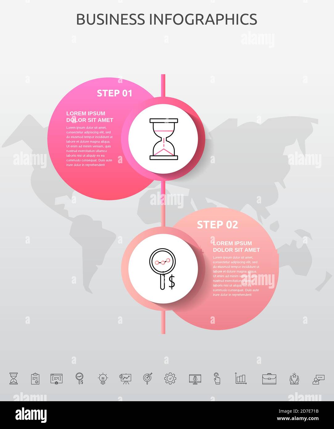 Vector infographic template circles for two labels, diagram, graph ...