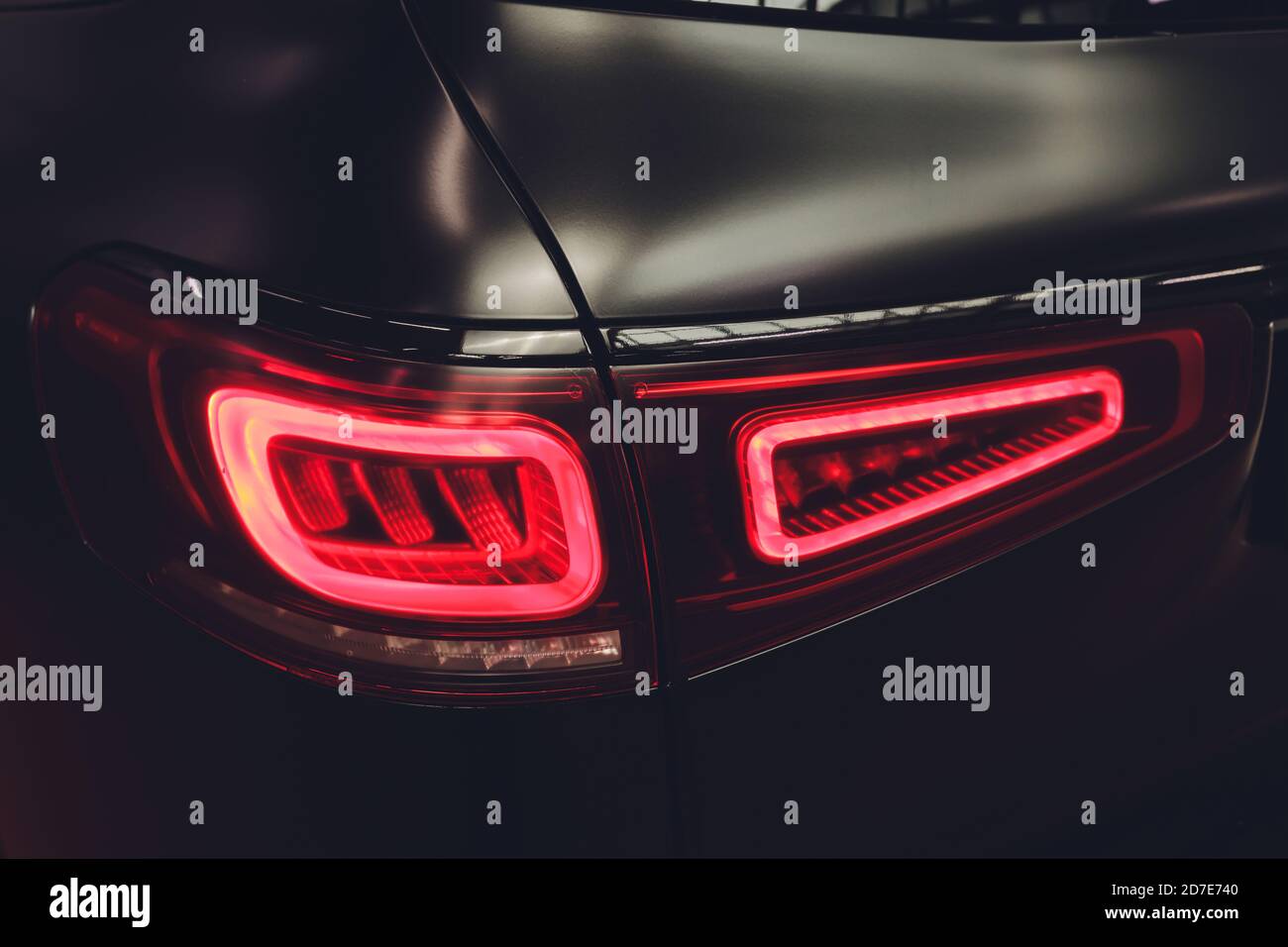 Back of black automobile with modern rear light Stock Photo - Alamy