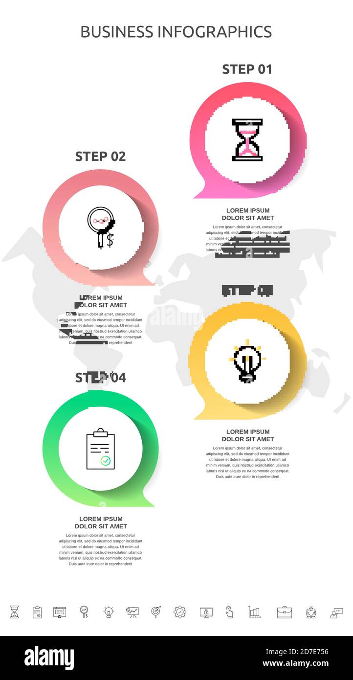 4 steps infographics with dialogs and charts. Vector circles template ...