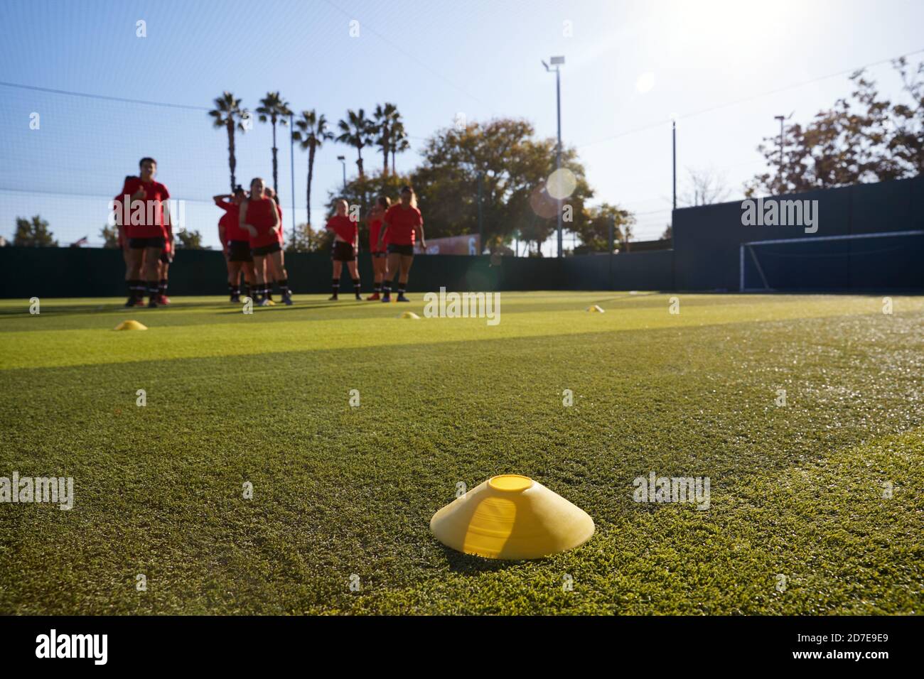 Womens Football Team Training For Soccer Match On Outdoor Astro Turf ...