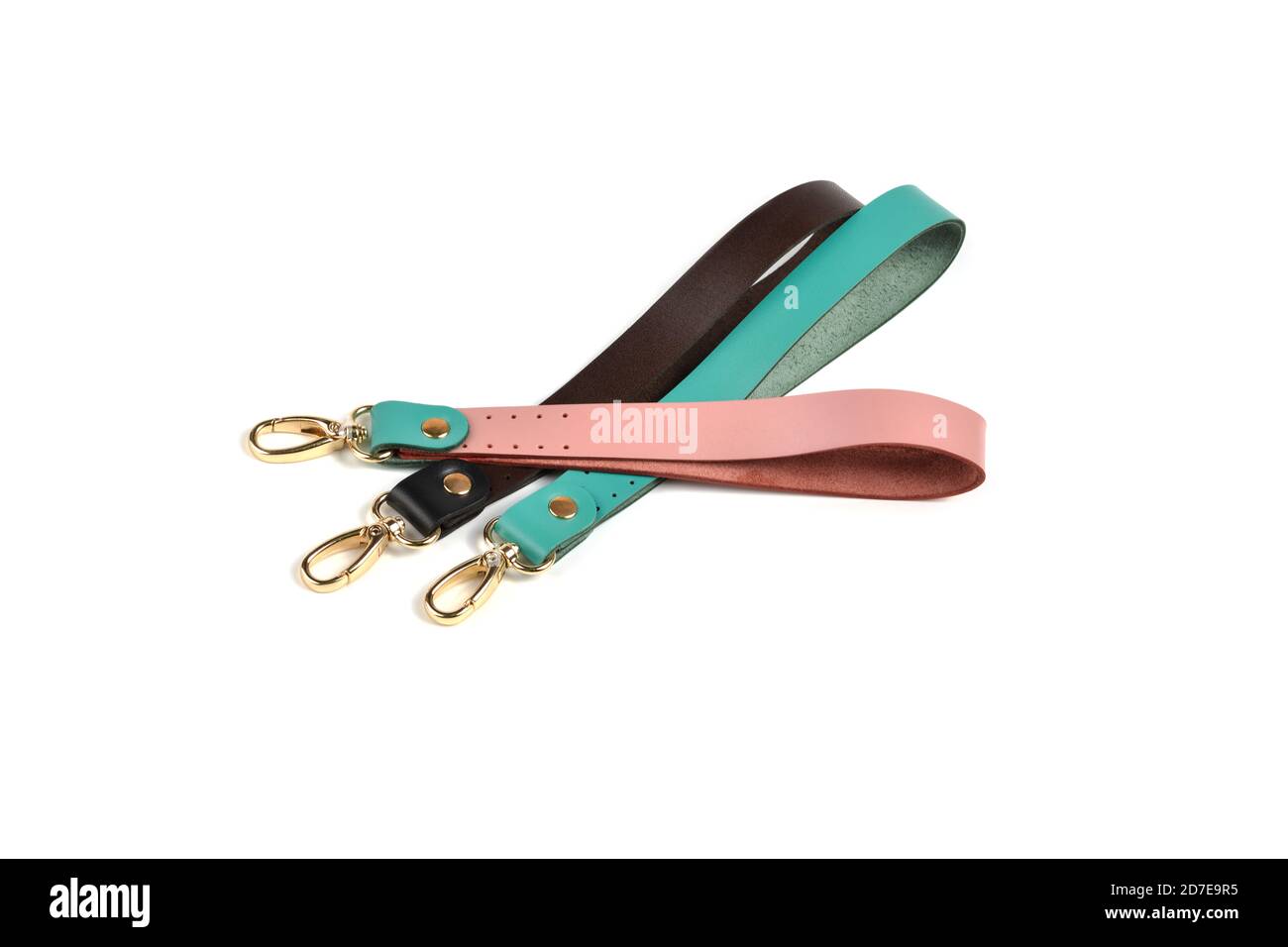 Blank loop pink green brown gray color leather key chain collection on ...