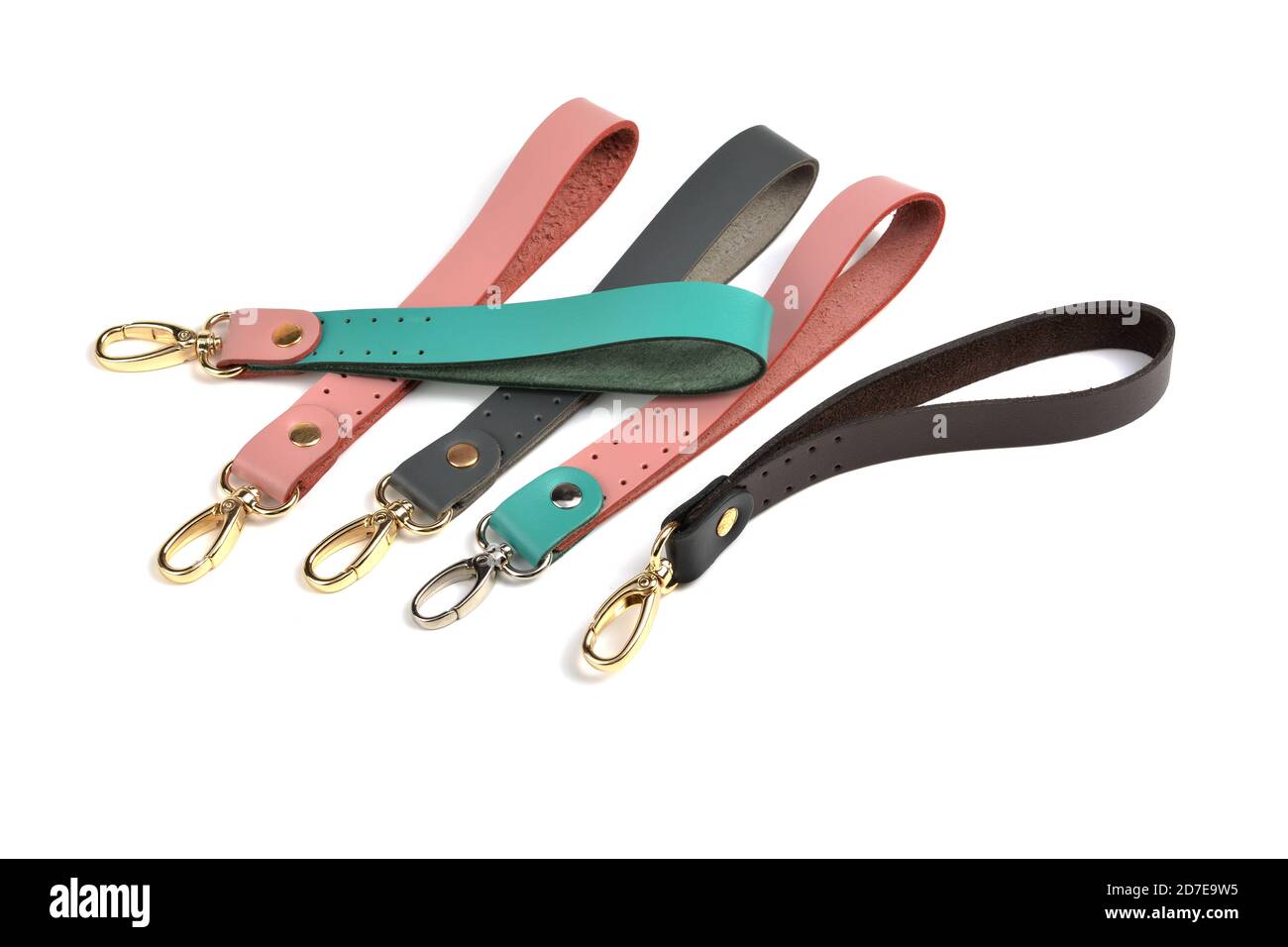 Blank loop pink green brown gray color leather key chain collection on ...