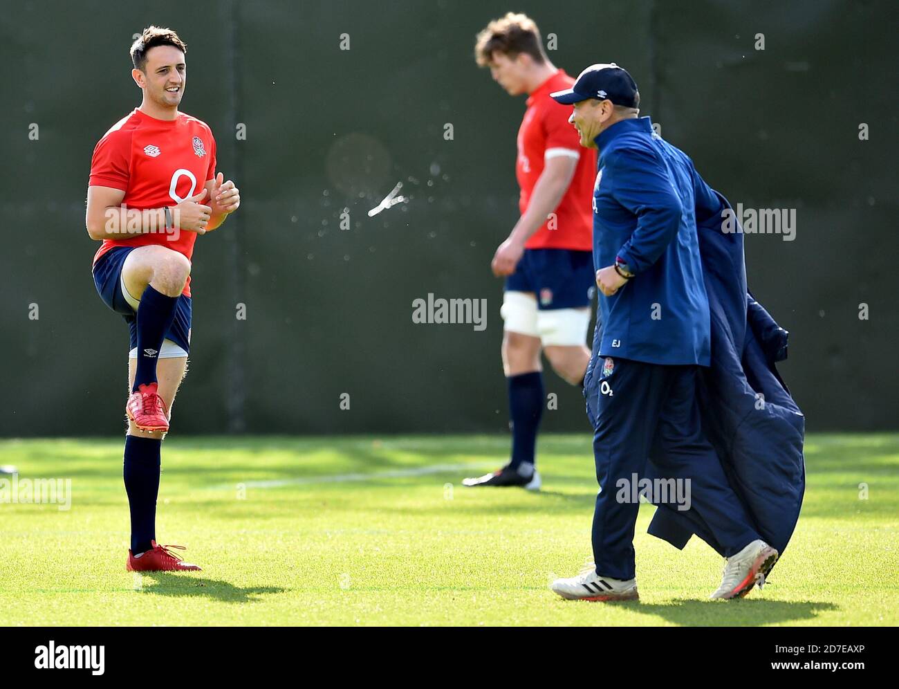 England's Alex Mitchell (left) during the training session at The ...