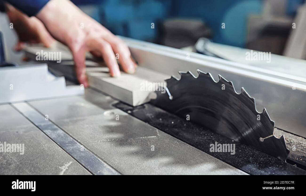 workshop with tools and electric saws in the process of manufacturing ...