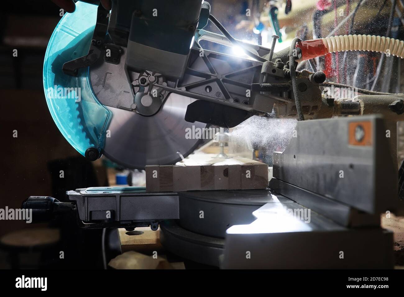 workshop with tools and electric saws in the process of manufacturing ...