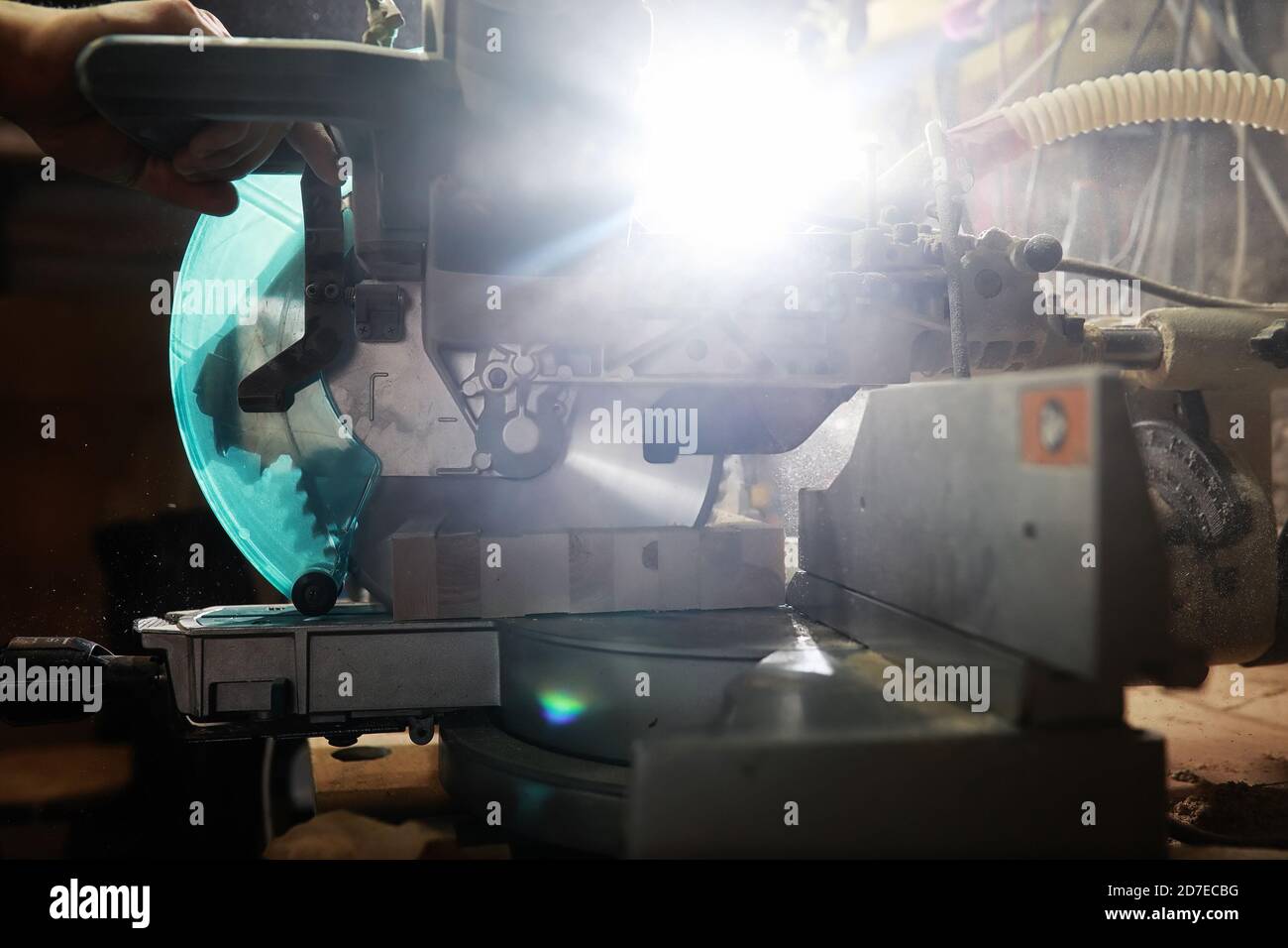 workshop with tools and electric saws in the process of manufacturing ...