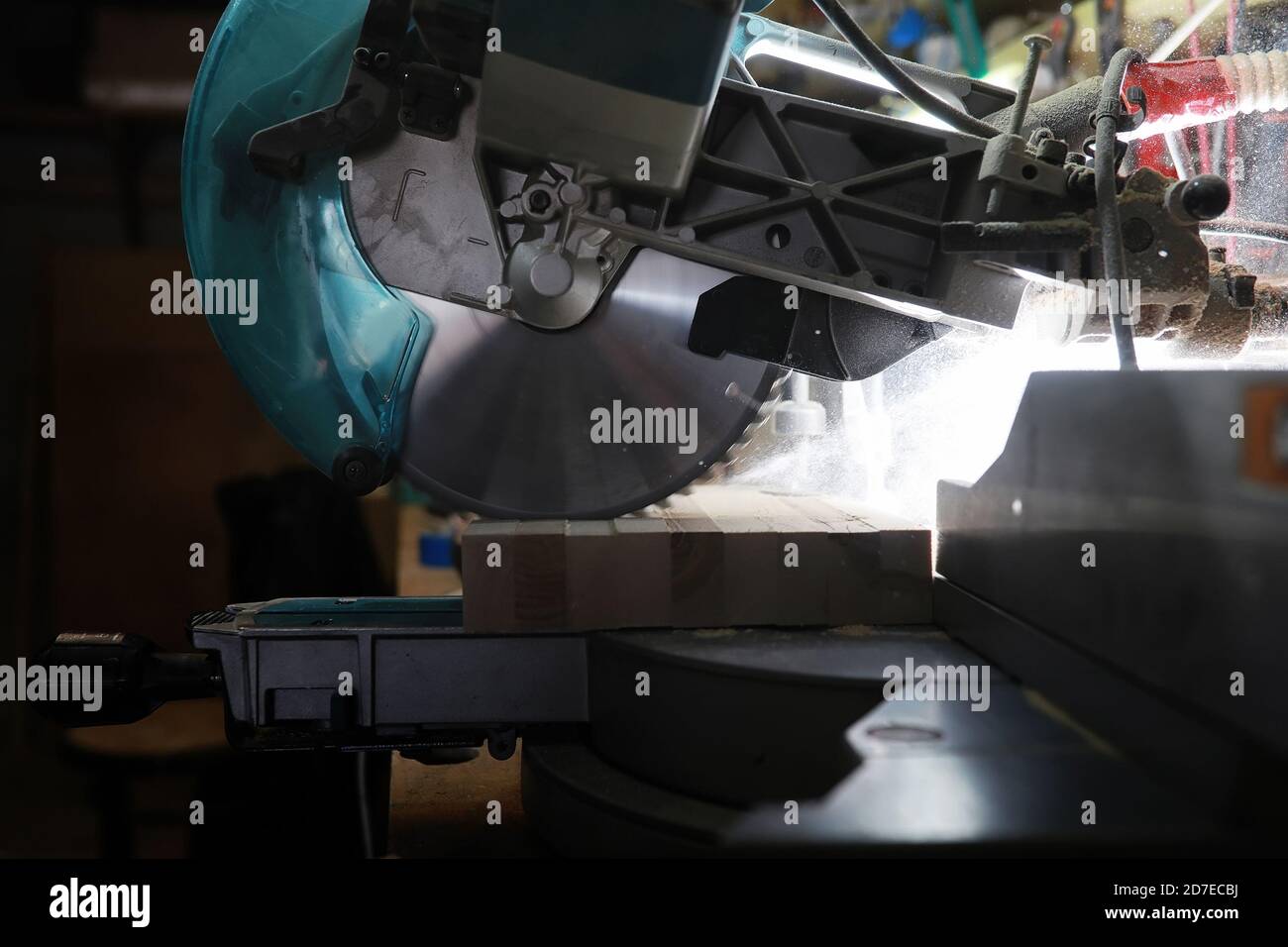 workshop with tools and electric saws in the process of manufacturing ...