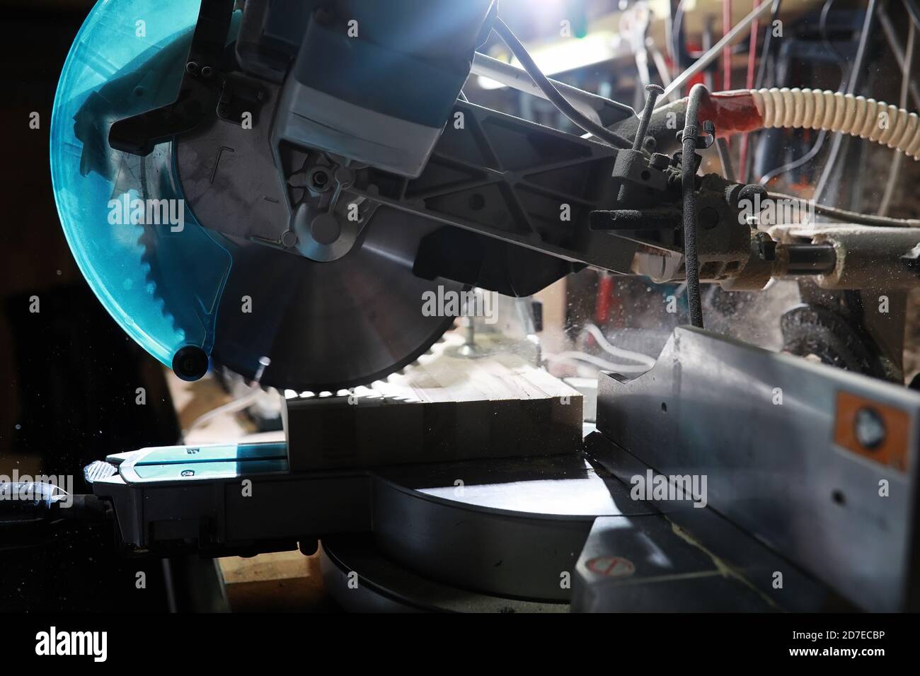 workshop with tools and electric saws in the process of manufacturing ...