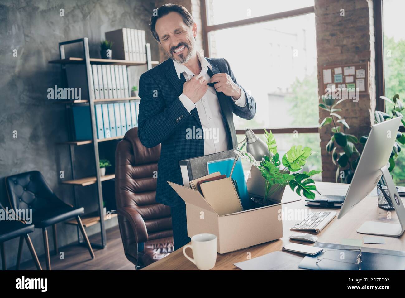 Photo of upset tired fired worker mature aged guy failed businessman ...