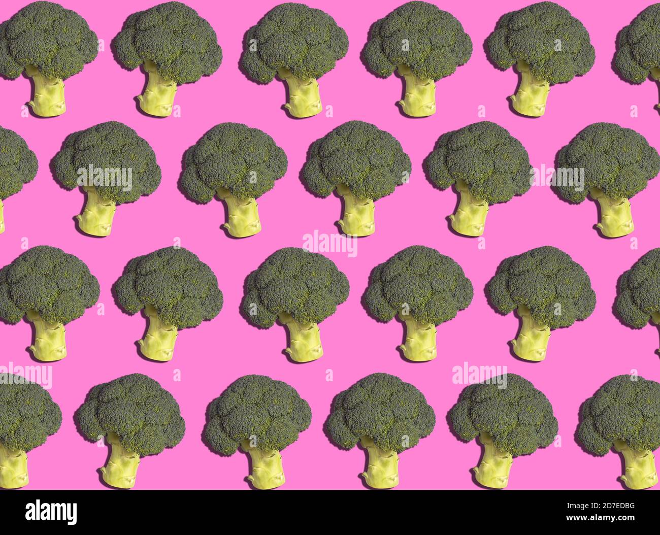 Graphic Background Pattern Of Broccoli Against Pink Background Stock ...