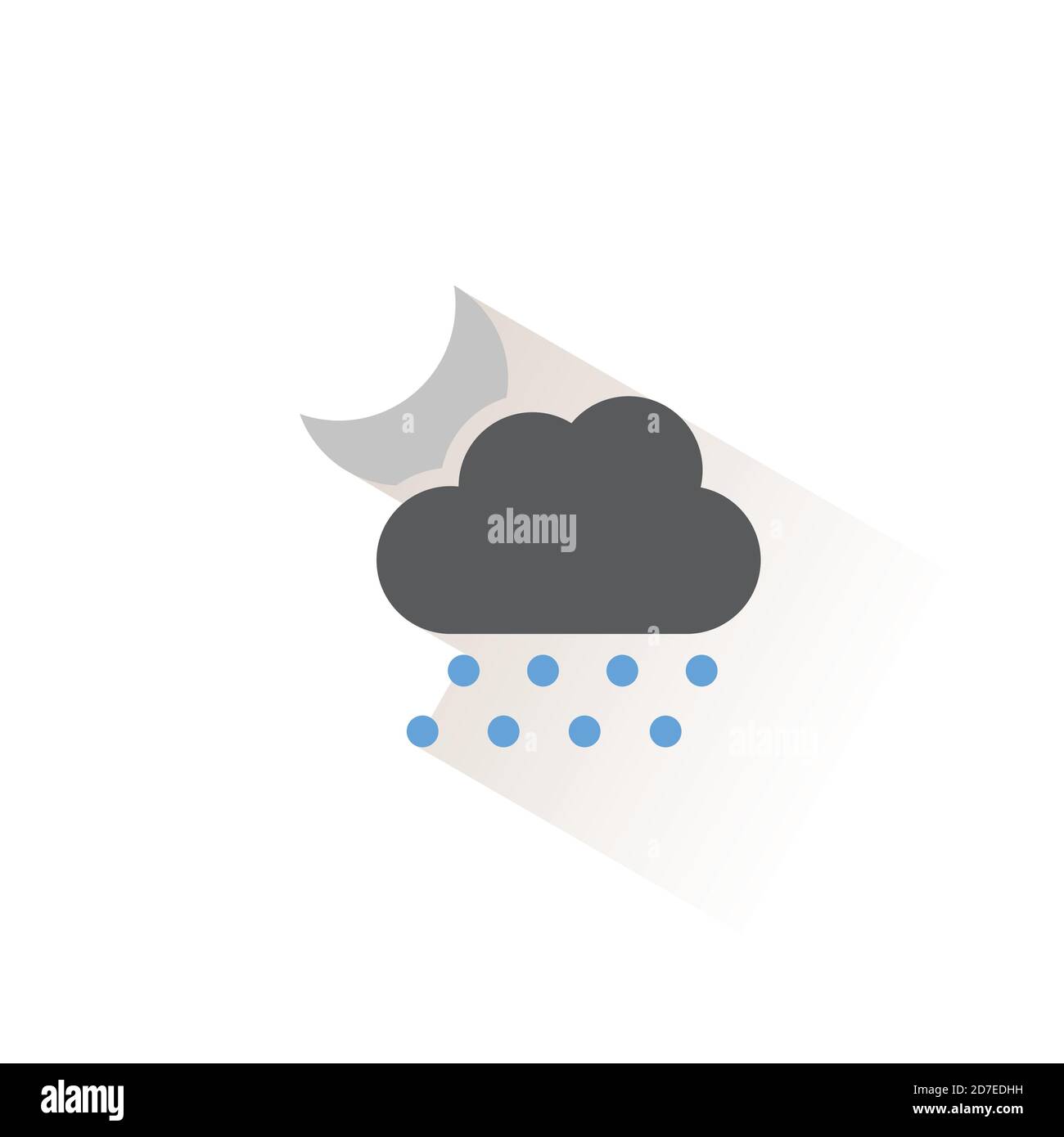 Hail, cloud and moon. Isolated color icon. Weather glyph vector ...