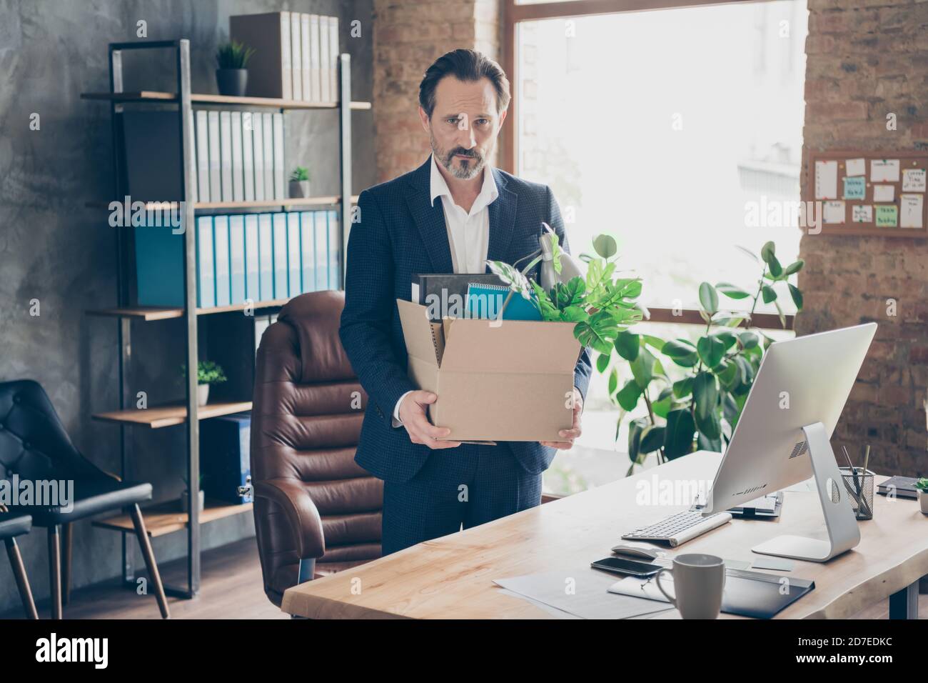 Photo of unhappy dismissed worker mature aged guy laid off top manager ...