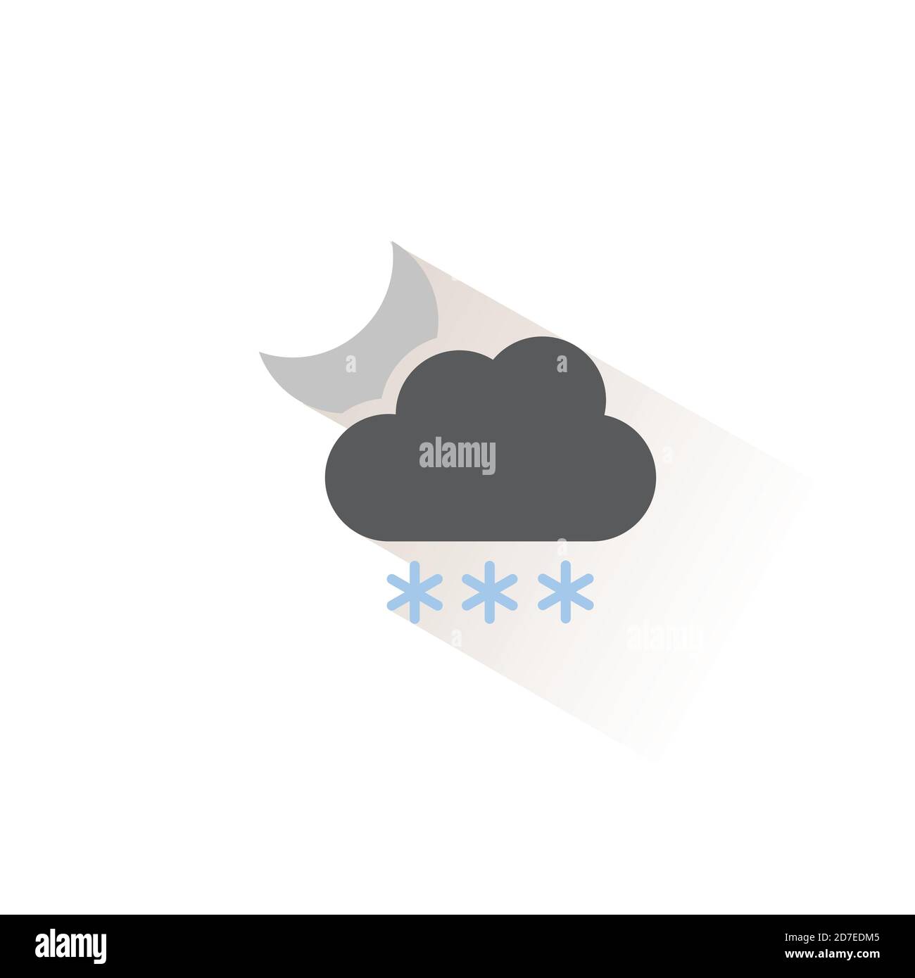 Heavy snow, cloud and moon. Isolated color icon. Weather glyph vector ...