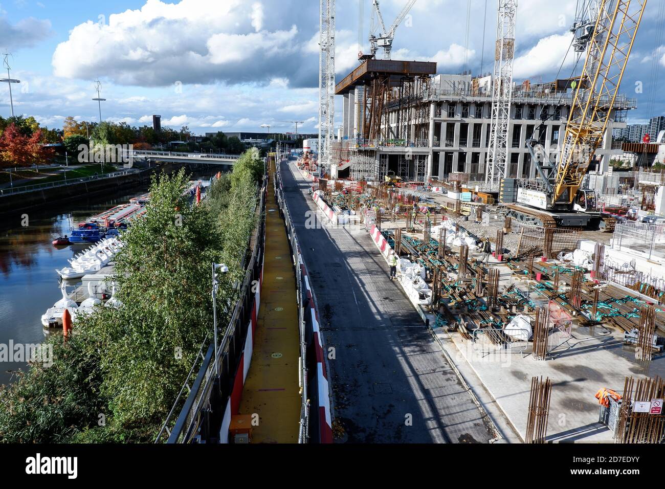 London, England – October 2020 : construction site of East Bank ...