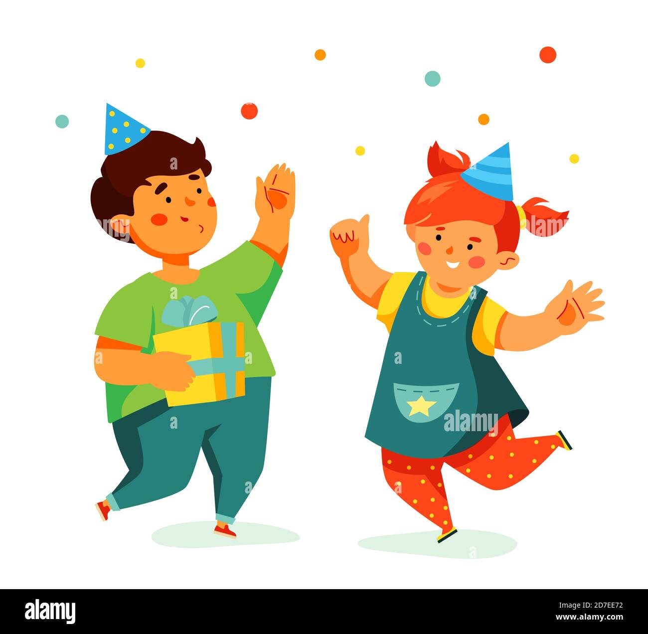 Happy children celebrating - colorful flat design style illustration ...